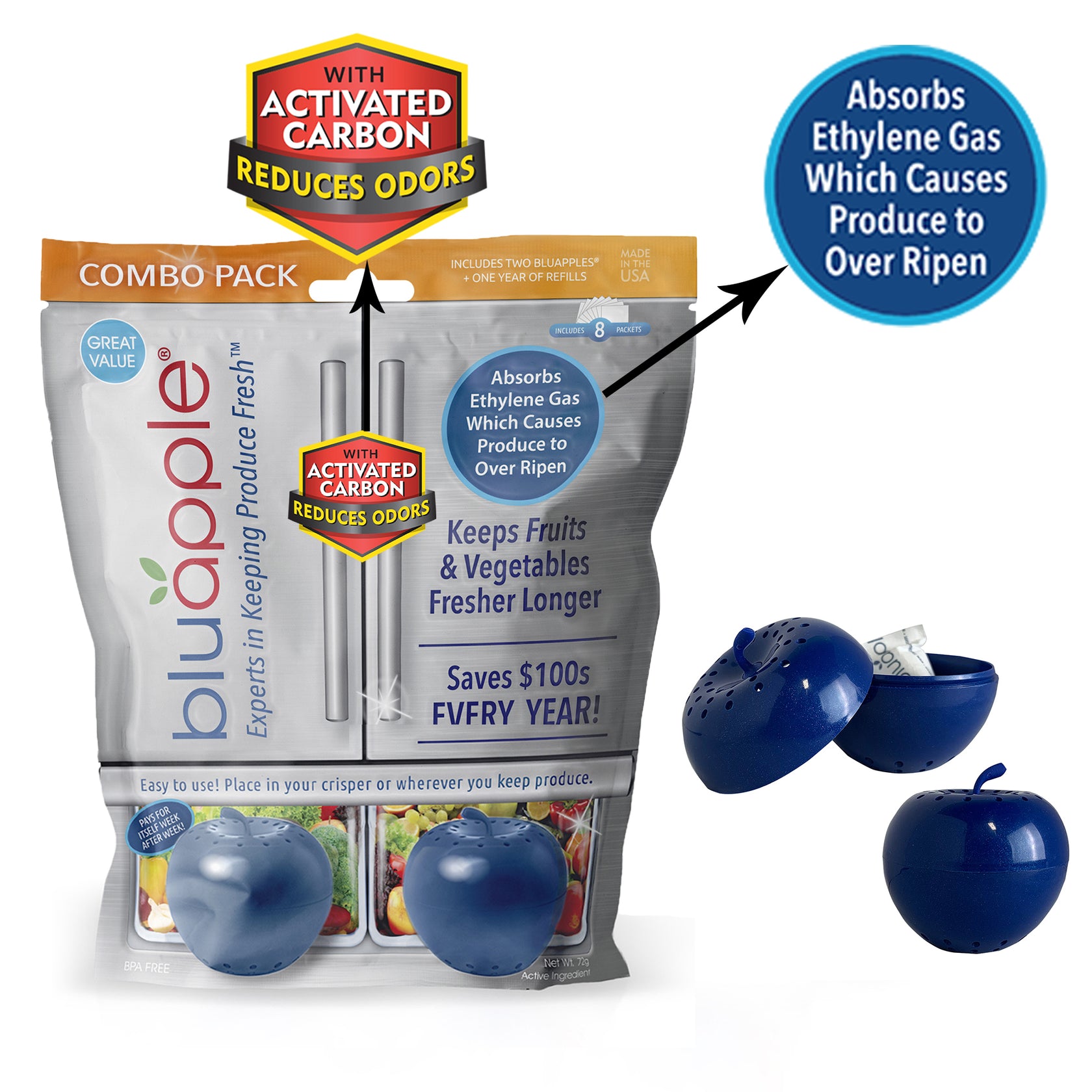 Carbon Combo Pack Produce Saver – Bluapple